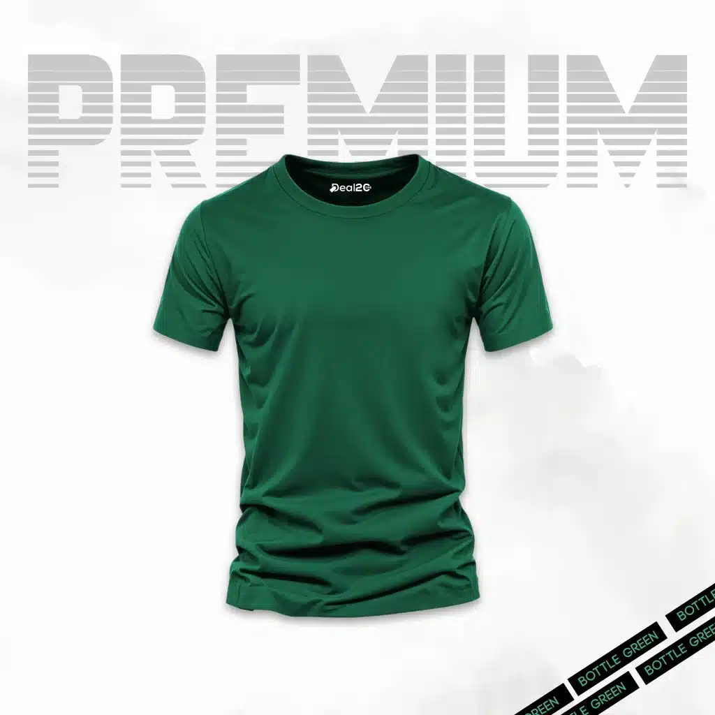 Bottle Green Basic Half Sleeves T-Shirts For Men - Deal20one